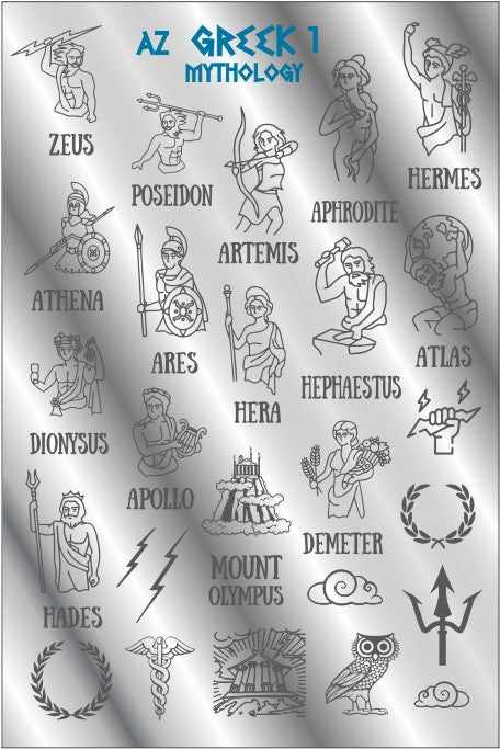 AZ GREEK MYTHOLOGY 1 stamping plate – Mundo de Unas