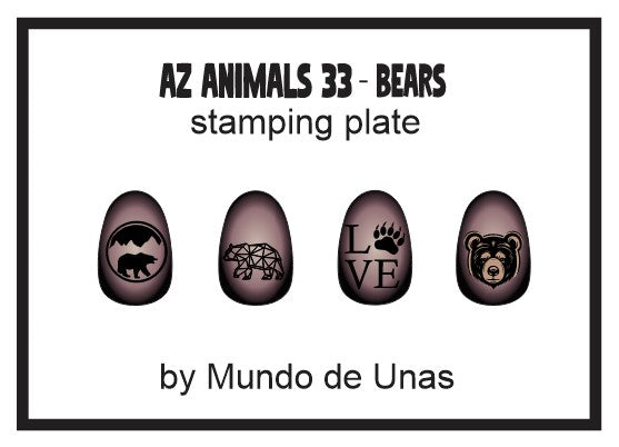 AZ ANIMALS 33: BEAR stamping plate – Mundo de Unas