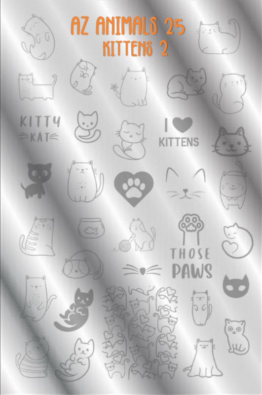 AZ ANIMALS 25 - Kittens 2 stamping plate – Mundo de Unas