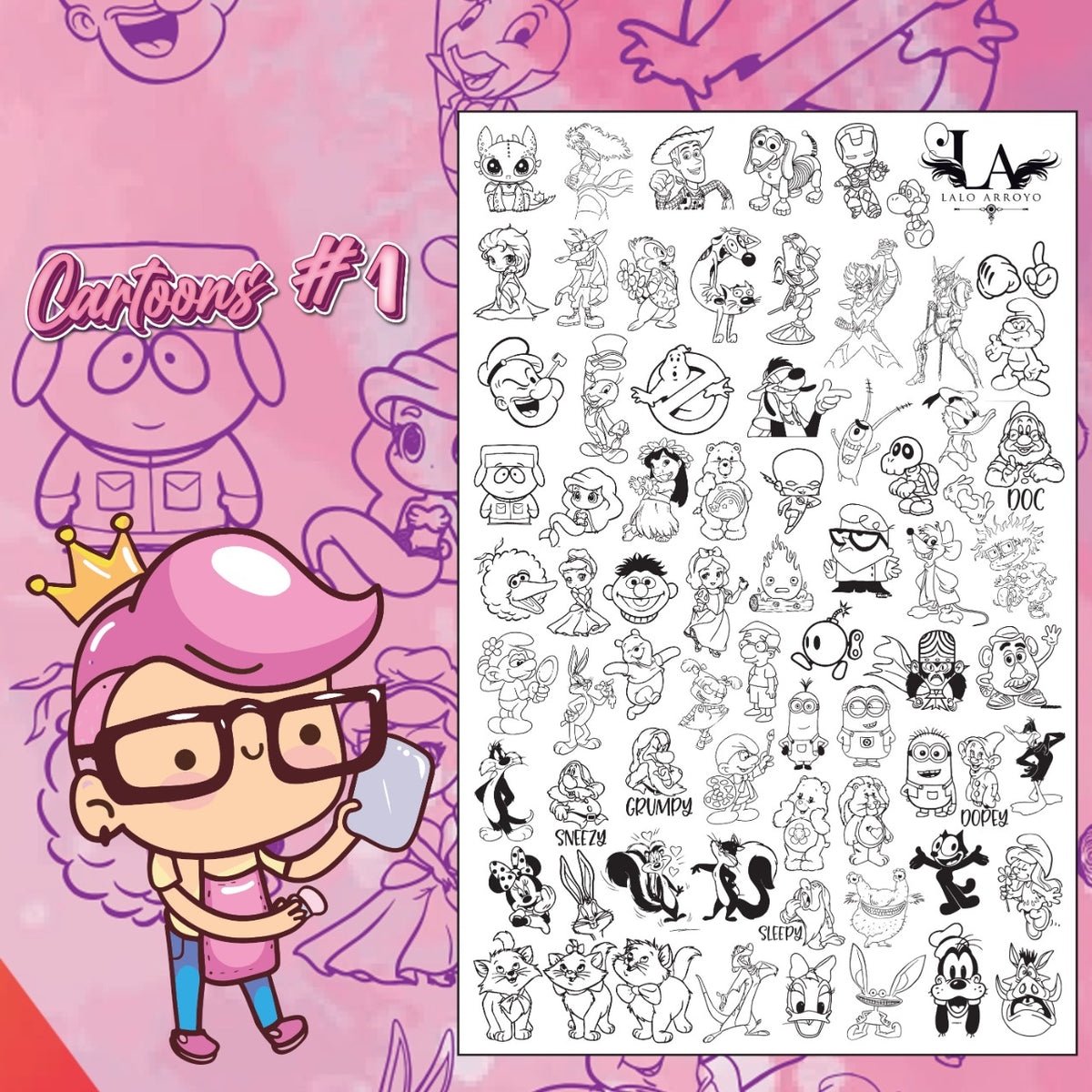 LA Cartoons 1 stamping plate – Mundo de Unas